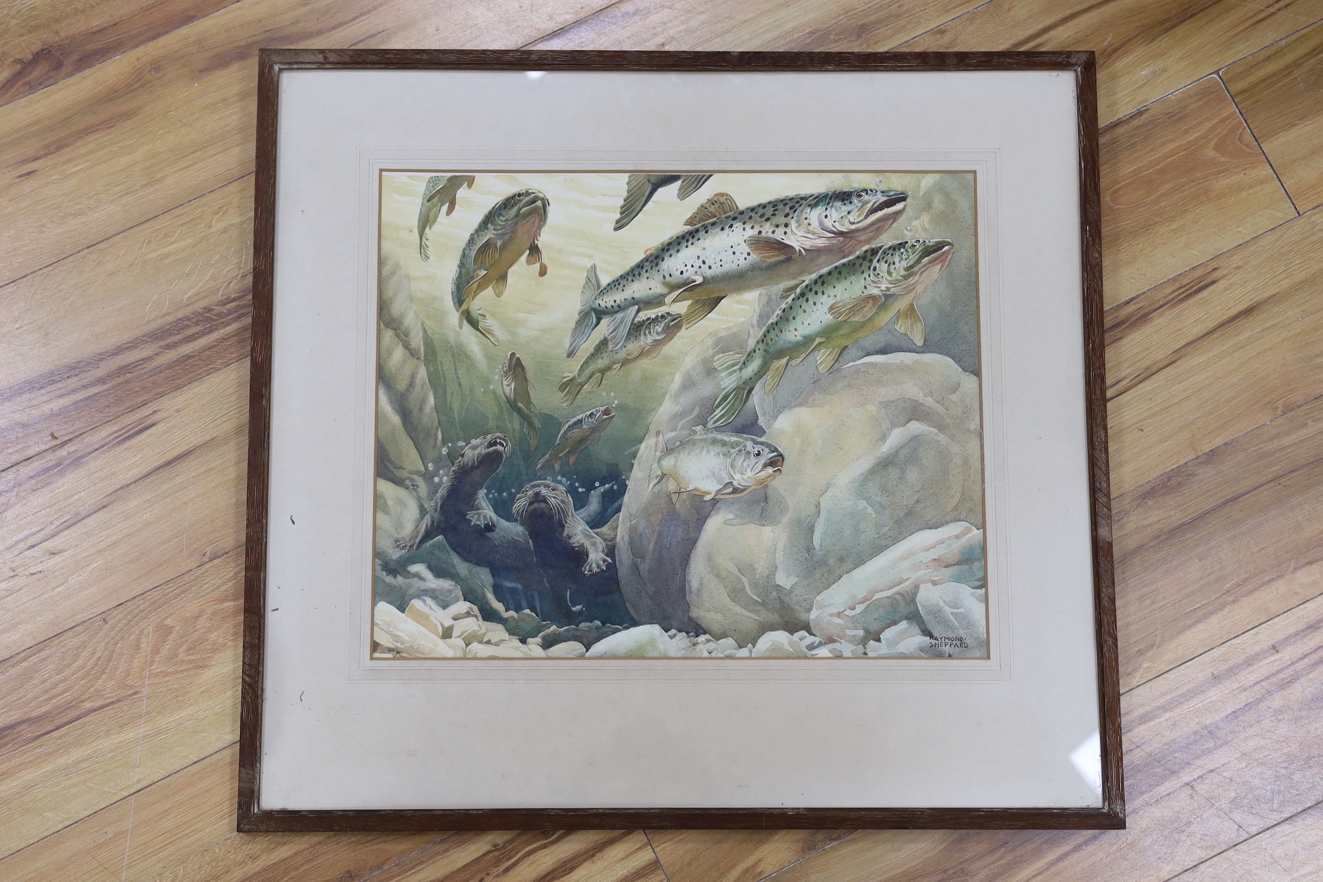 Raymond Sheppard | Otters and fish | MutualArt