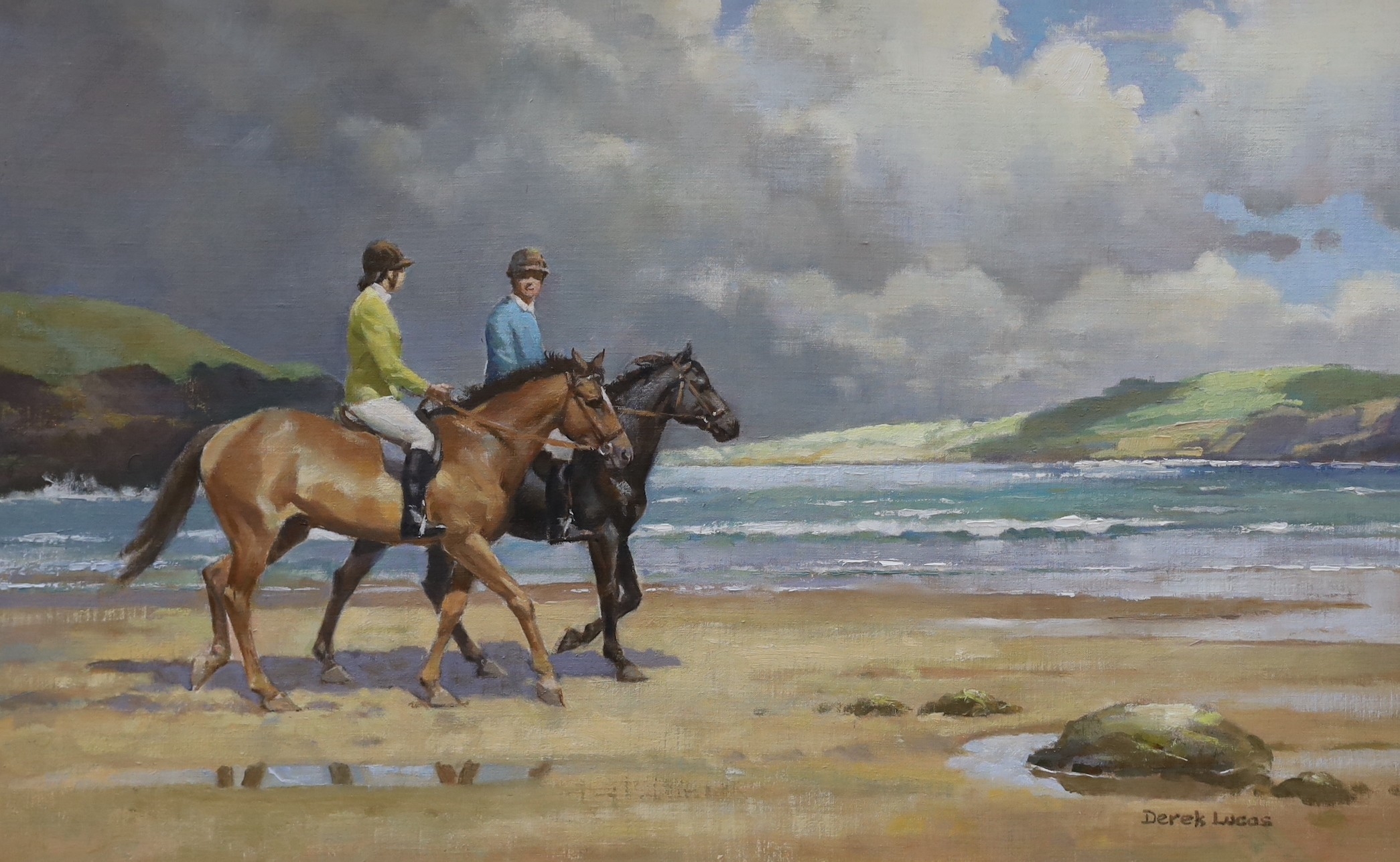 Derek Lucas | Horse riders on the seashore | MutualArt