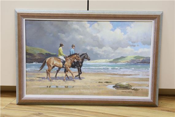 Derek Lucas | Horse riders on the seashore | MutualArt