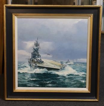 Geoff Hunt | Royal Naval aircraft carrier at sea (1984) | MutualArt