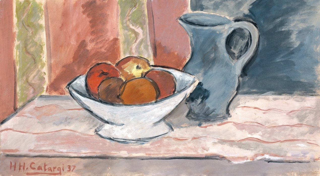 Henri H. Catargi | Still Life with Pitcher and Apples (1937) | MutualArt