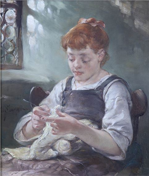 Walter Shirlaw | The Lost Stitch (1909) | MutualArt