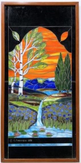 Khaim Pinkhasik | Mosaic Stained Glass Window of Trees and Creek. (1986 ...