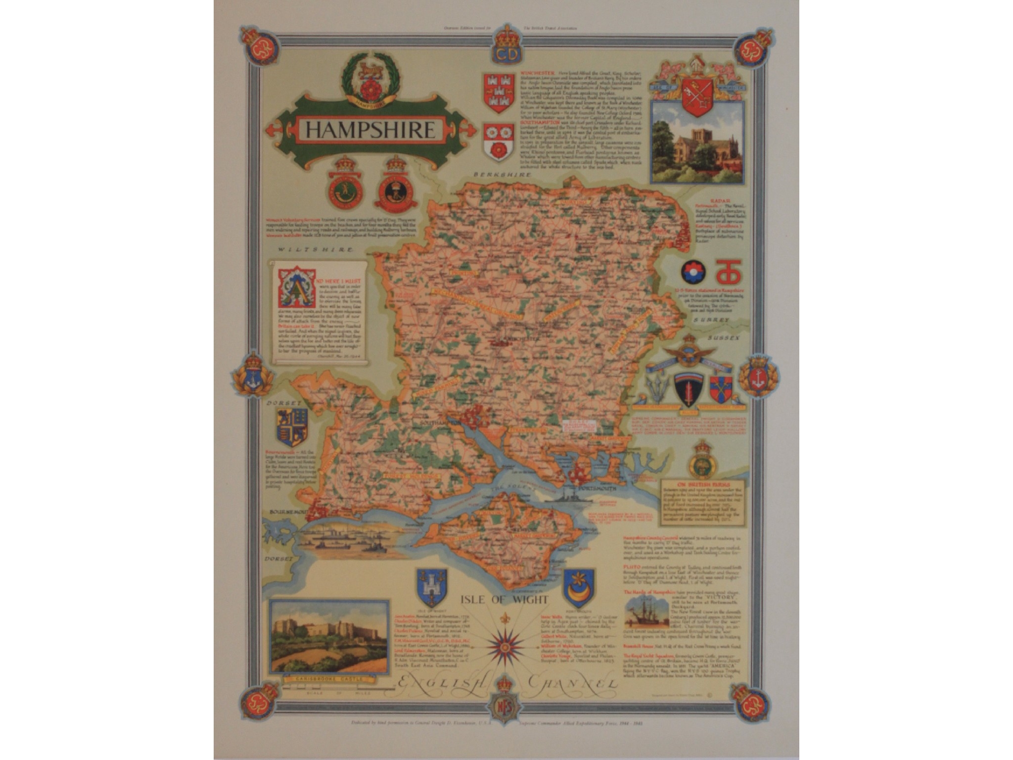 Ernest Clegg | Ernest Clegg (1900-1953) Hampshire pictorial map showing ...