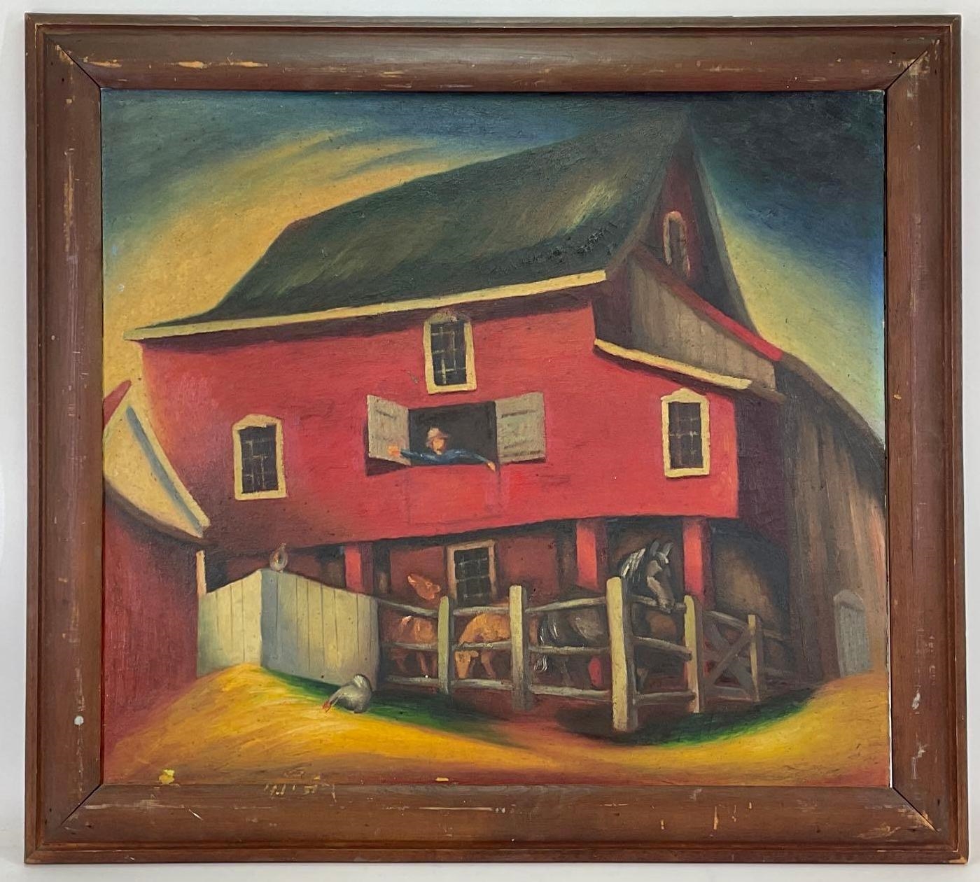 Rogers Richard | Red barn with horses | Compare similar artworks ...
