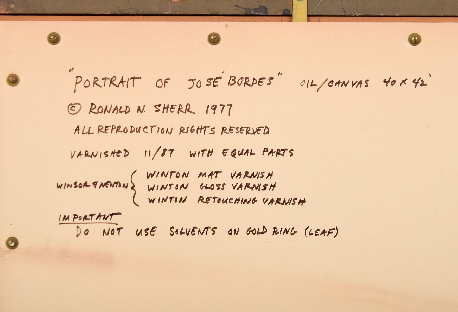 Ronald Sherr | Portrait of Jose Bordes. (1977) | MutualArt