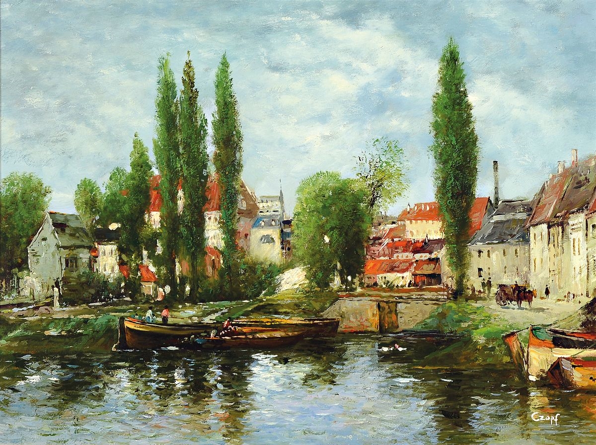 Carl Zopf | View ofthe harbor of a northern European city, | MutualArt