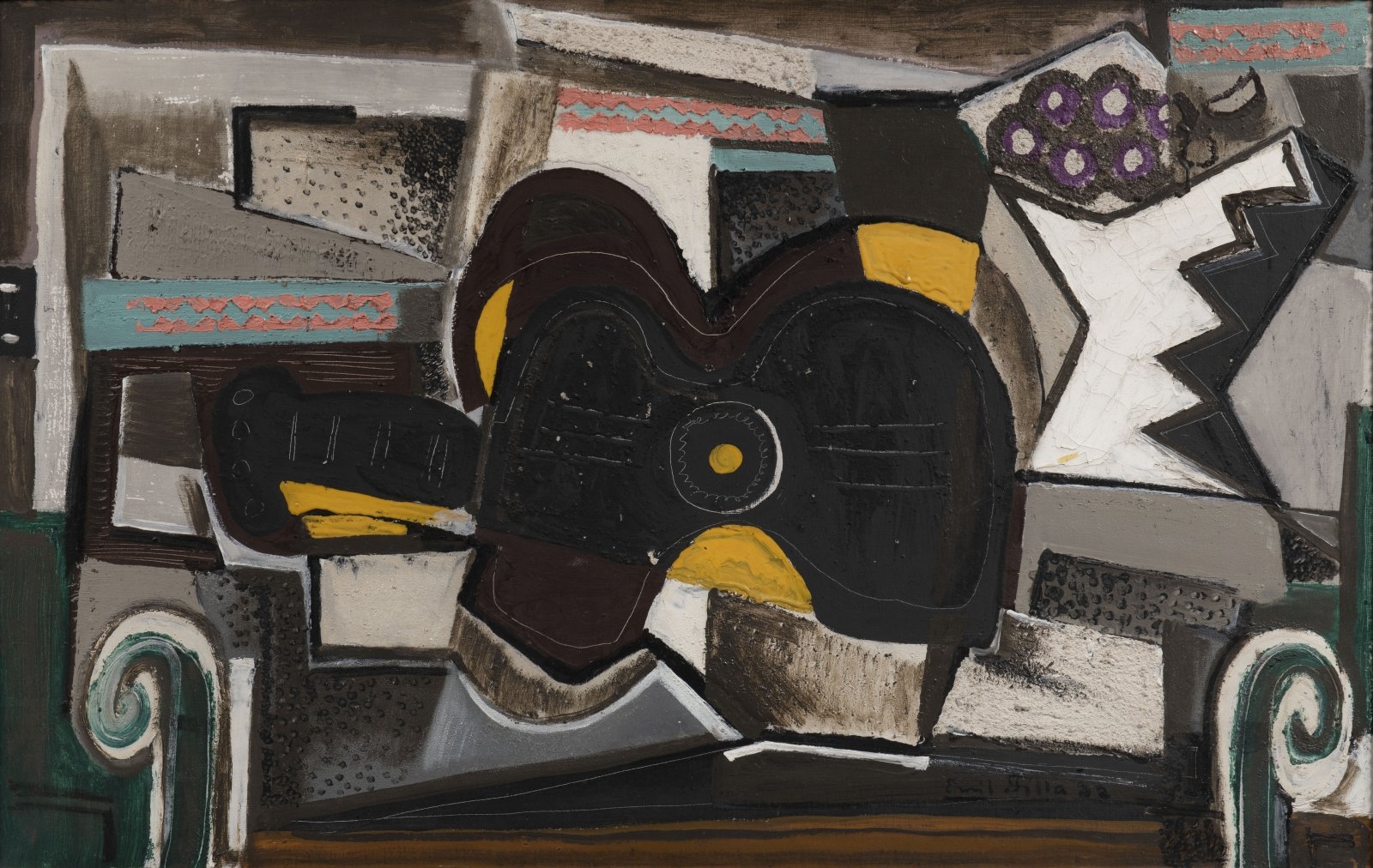 Emil Filla | STILL LIFE WITH A BLACK GUITAR AND FRUIT (1932) | MutualArt