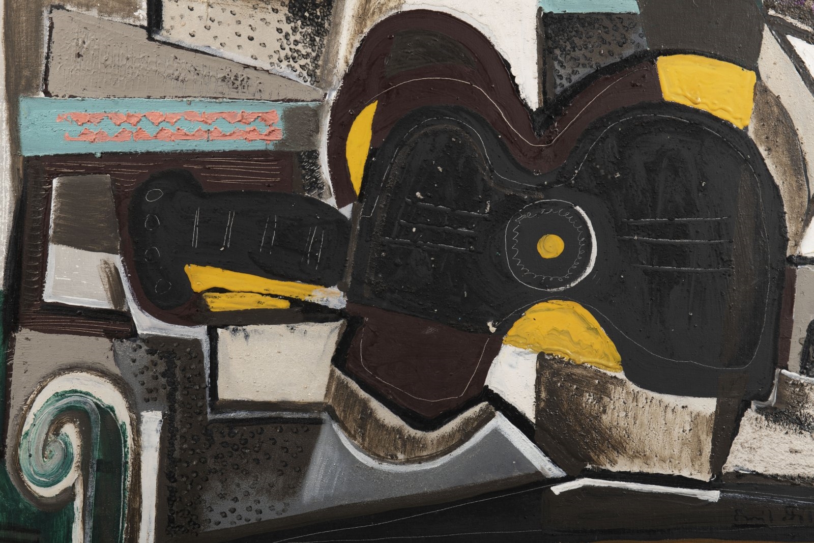 Emil Filla | STILL LIFE WITH A BLACK GUITAR AND FRUIT (1932) | MutualArt