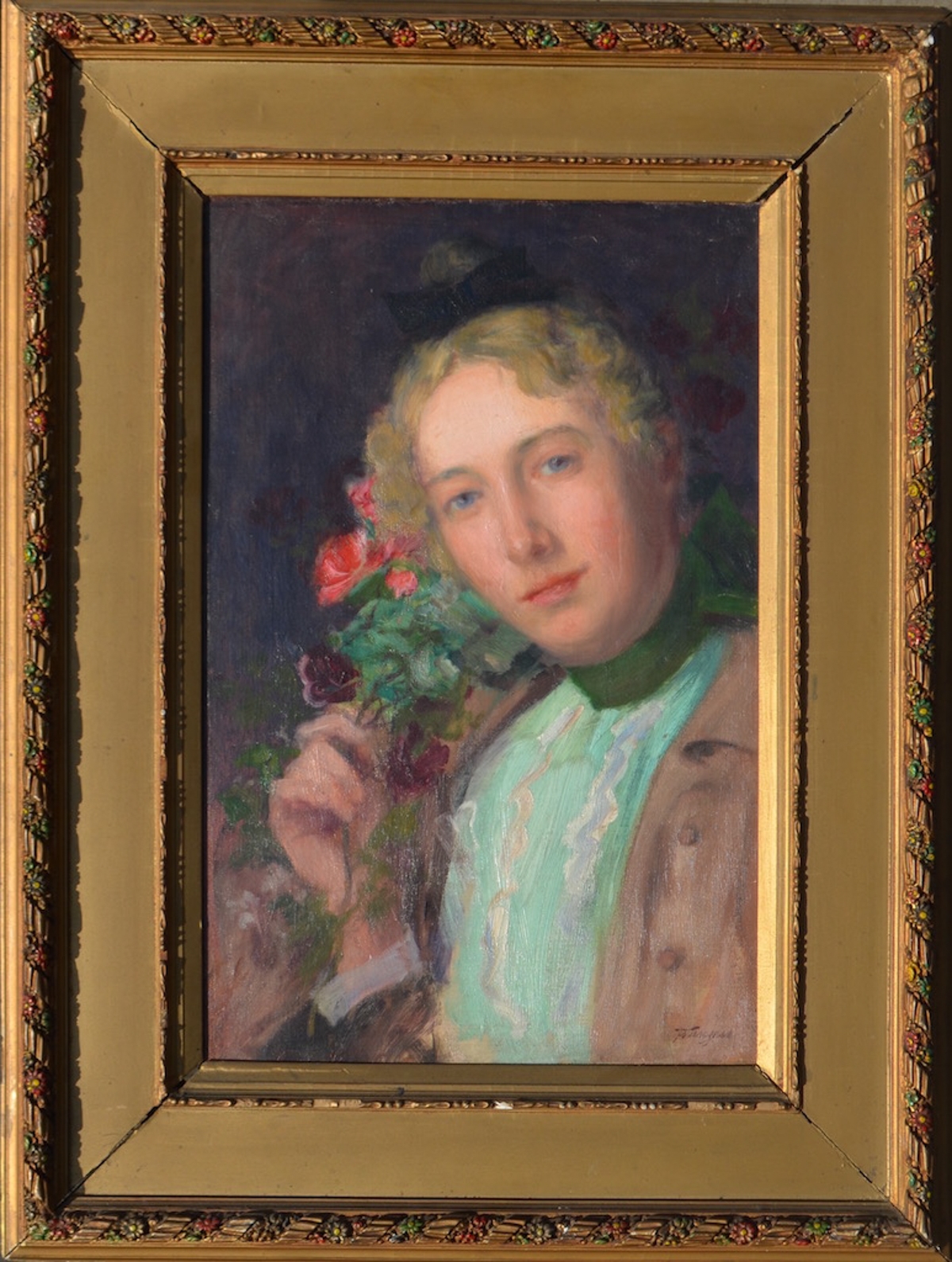 August Franzen | Portrait with a bouquet (19th Century 20th Century ...