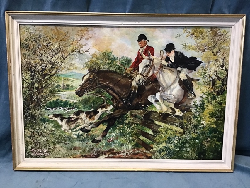 Richard Jennings | huntsman and lady astride gate in pursuit of hounds ...