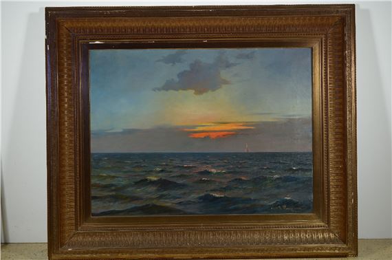 Carl Rasmussen | calm seascape at sunrise (1919) | MutualArt