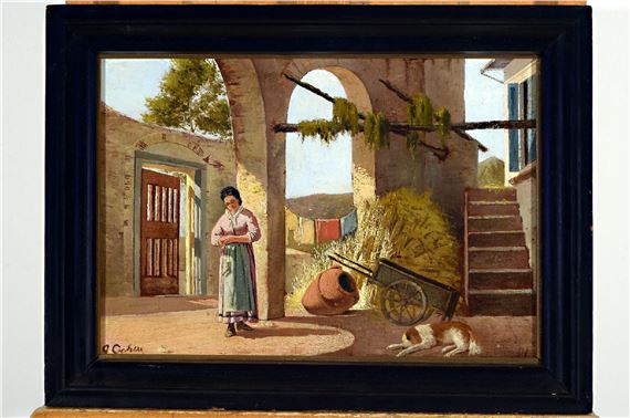 Georg Nicolaj Achen | woman in the inner courtyard | MutualArt