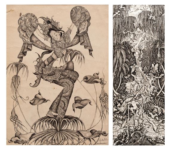 I Wayan Kabetan | Forest nymph with a monkey, butterflies and other ...