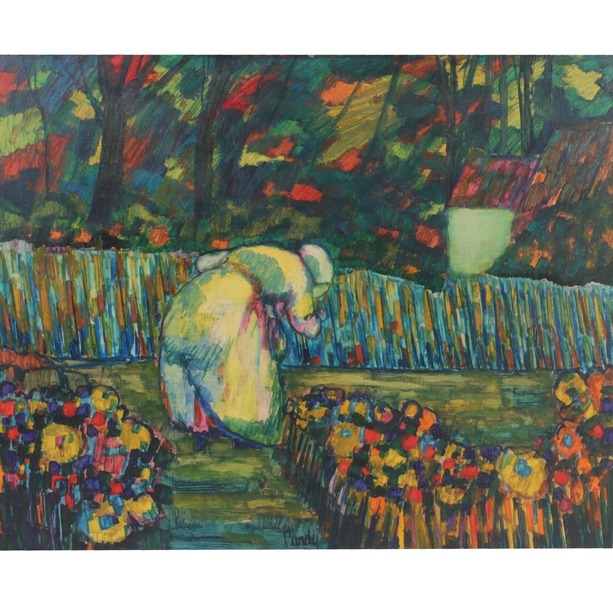 Donald Roy Purdy | woman in garden landscape | Compare similar artworks ...