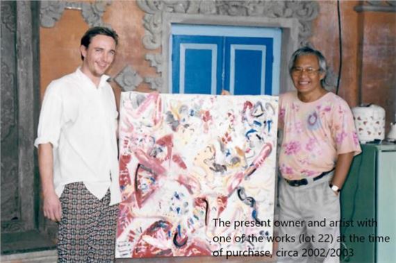 Nyoman Gunarsa | Two Balinese dancers in red (2000) | MutualArt