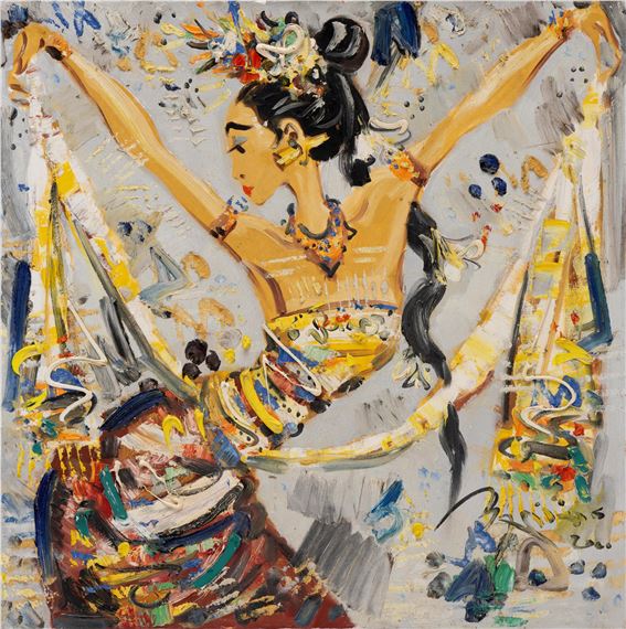 Nyoman Gunarsa | A Balinese dancer in yellow (2000) | MutualArt