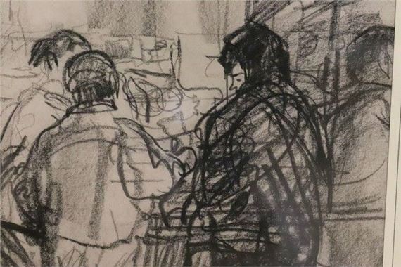 Farid Aouad | Personnages de dos Crayons sur papier signés en bas à ...