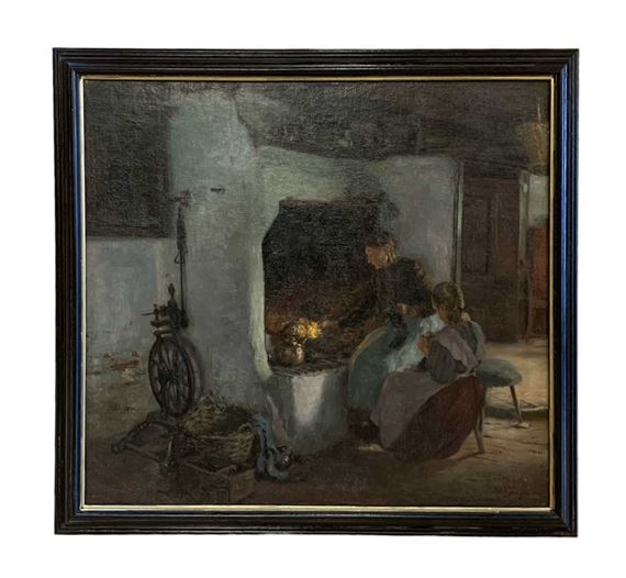 Hermann Seeger | Mère et fille près d'un foyer | MutualArt