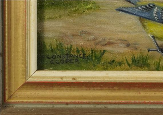 Constance Cooper | Bird before flowers in a trug basket (1971) | MutualArt