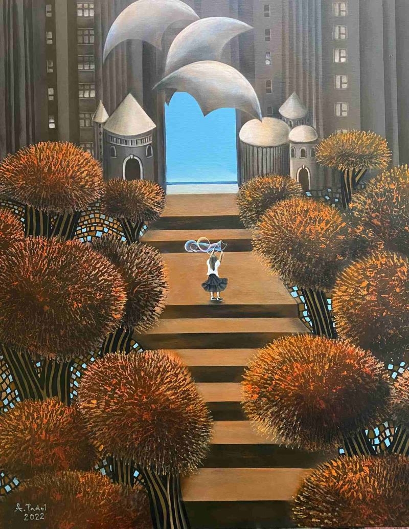 Agata Padol | Girl with a lace umbrella (2023) | MutualArt