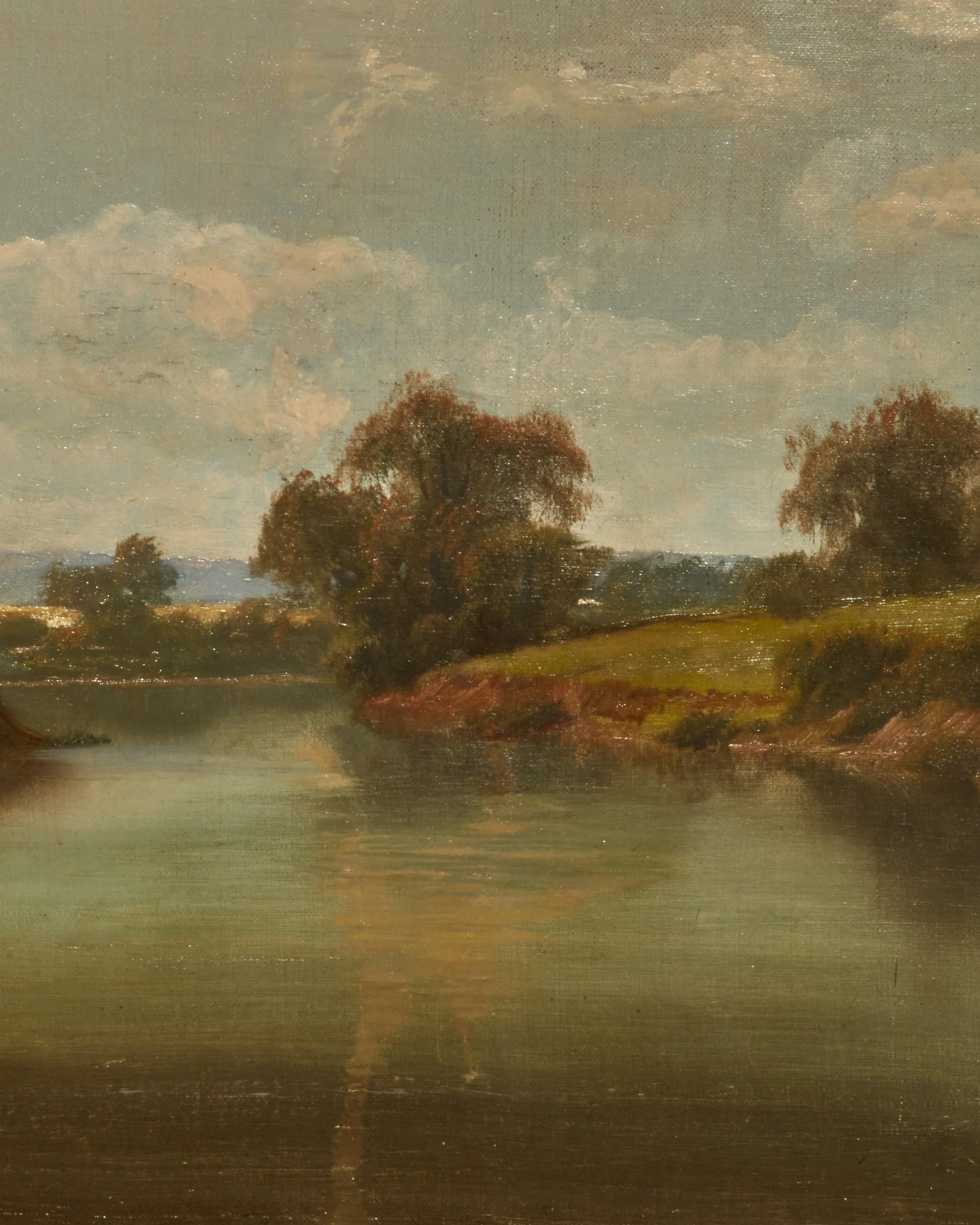 Ransome Gillet Holdredge | Fisherman in a rowboat on a river in an open ...