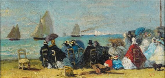 Eugène Louis Boudin | Seated figures on a beach | MutualArt