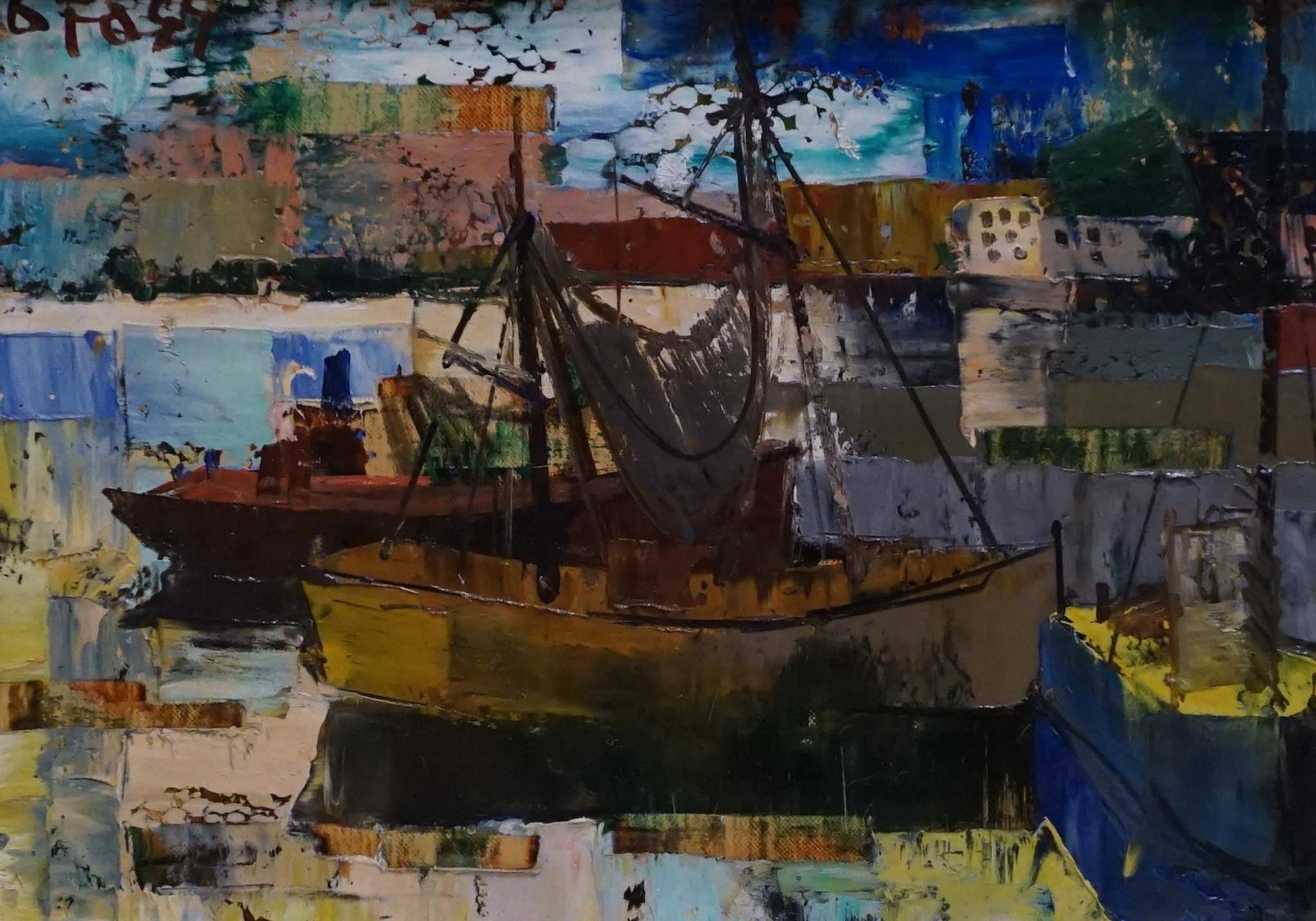 Olivier Foss | Sailboats in a Harbor | MutualArt
