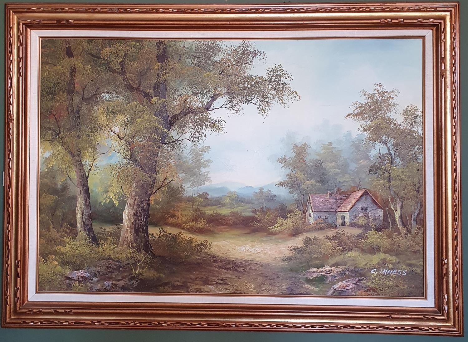 C. Inness | A large th Century Oil on Canvas of a country scene with a ...