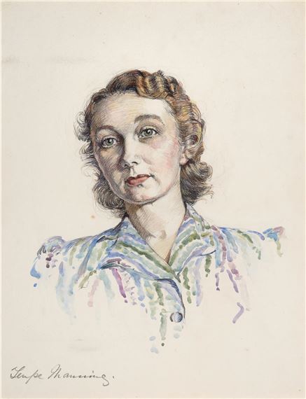 Tempe Manning | Portrait of a Women in a Striped Blouse | MutualArt