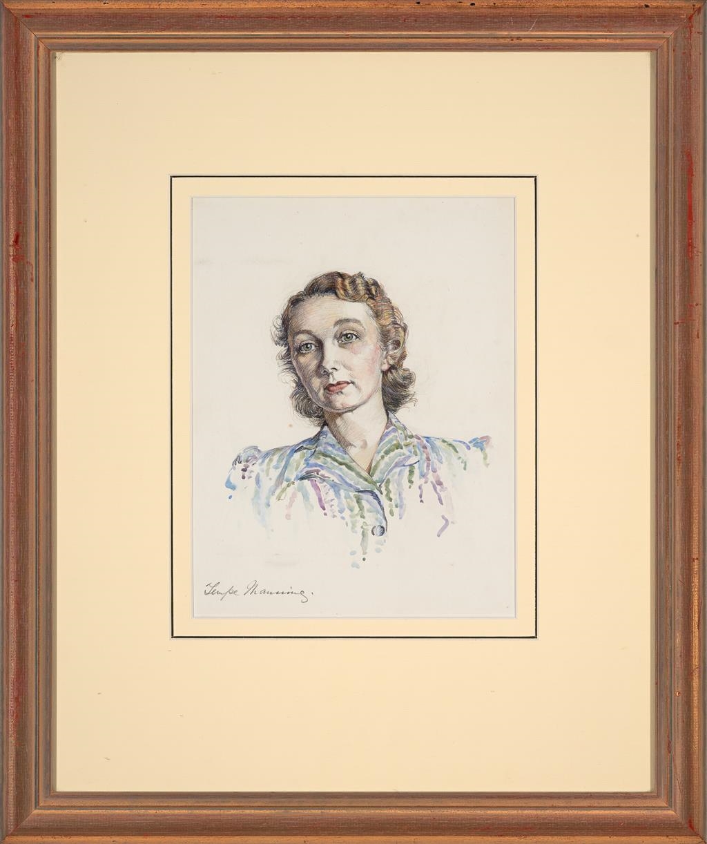 Tempe Manning | Portrait of a Women in a Striped Blouse | MutualArt