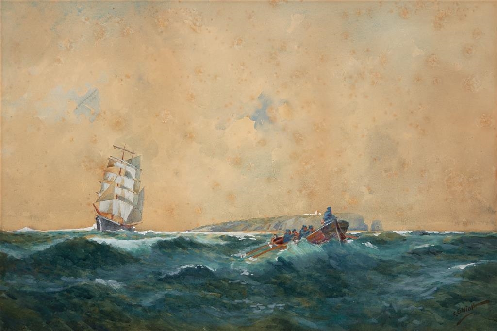 Frederick James Elliot | Sailing Ship and Long Boat Crew | MutualArt