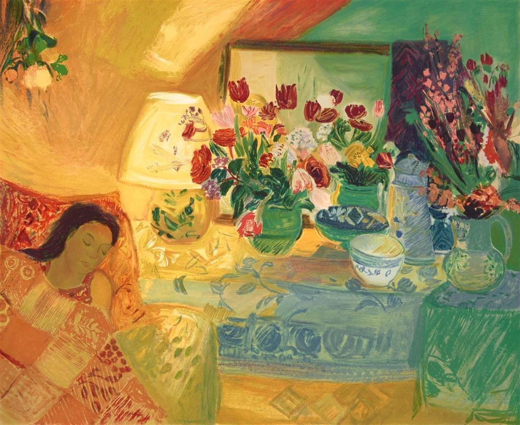 Nancy Delouis | Interior Scene with Sleeping Woman | MutualArt