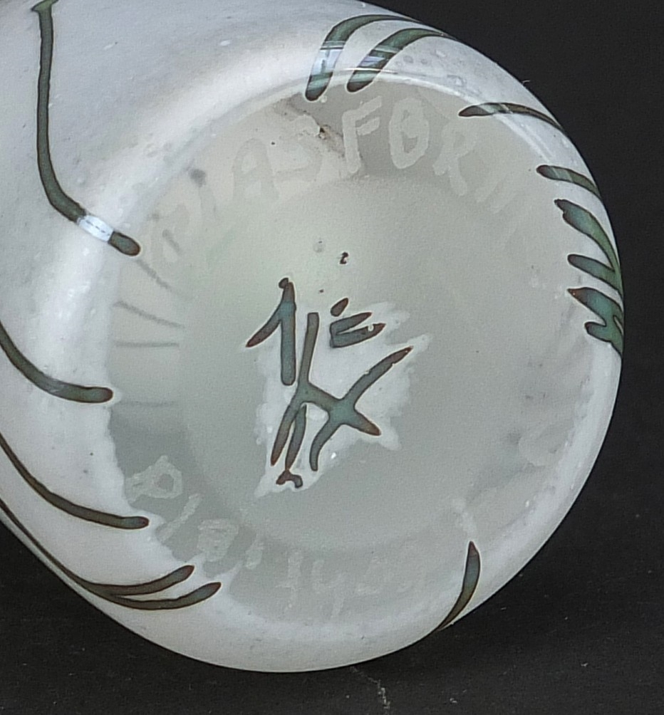 John Ditchfield | Glasform iridescent art glass scent bottle with white ...