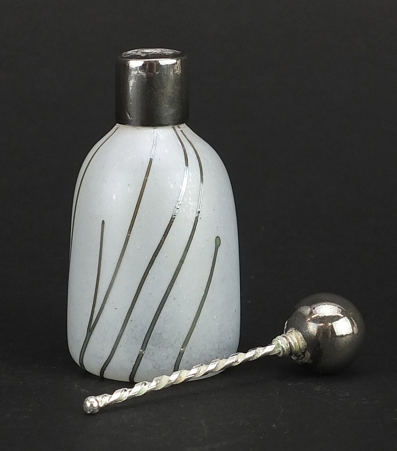 John Ditchfield | Glasform iridescent art glass scent bottle with white ...