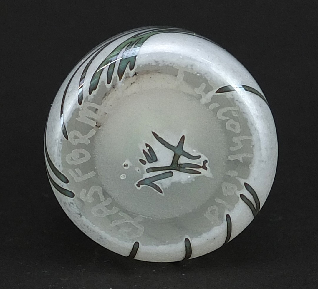 John Ditchfield | Glasform iridescent art glass scent bottle with white ...