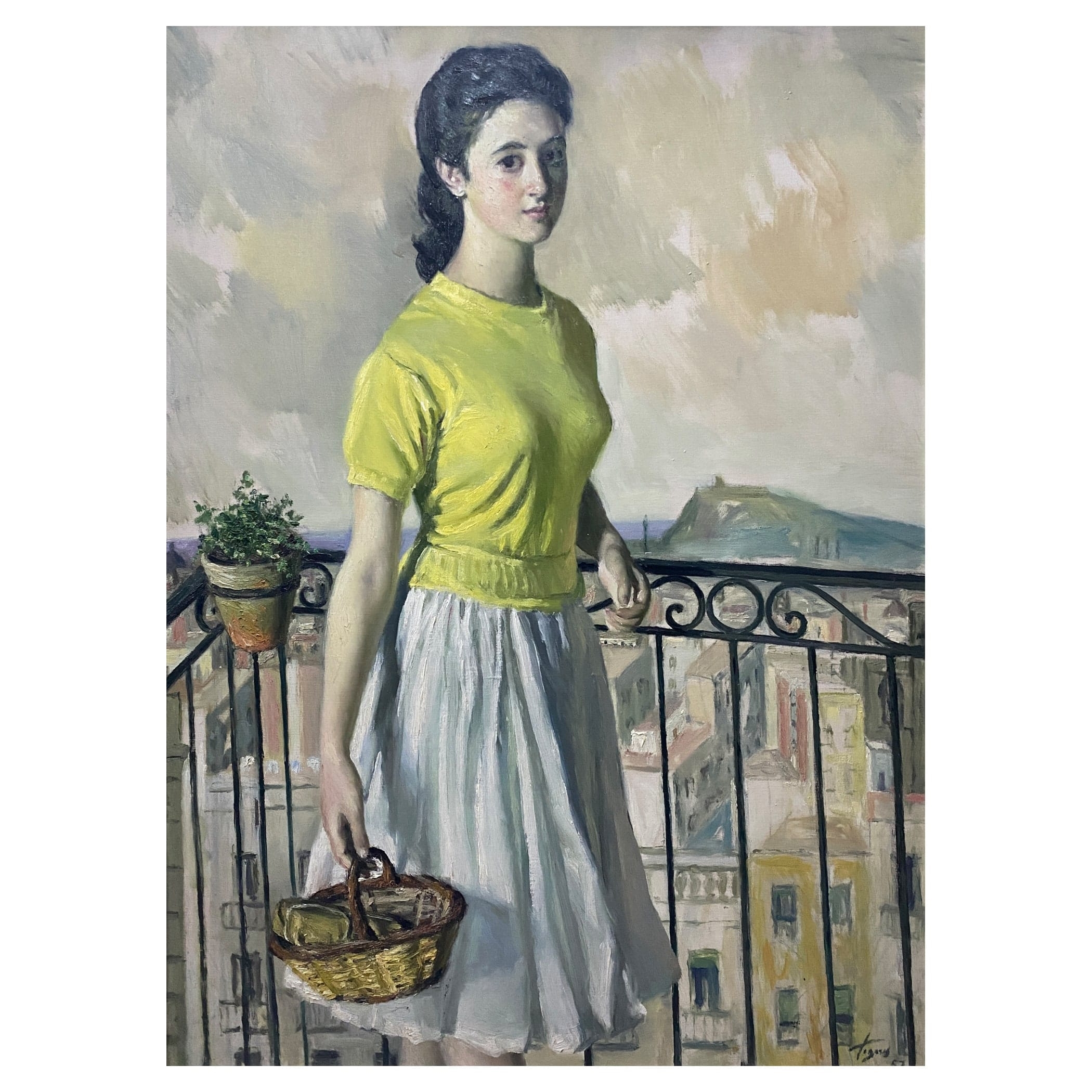 Josep de Togores Llach | Chica en el balcón (1957) | MutualArt