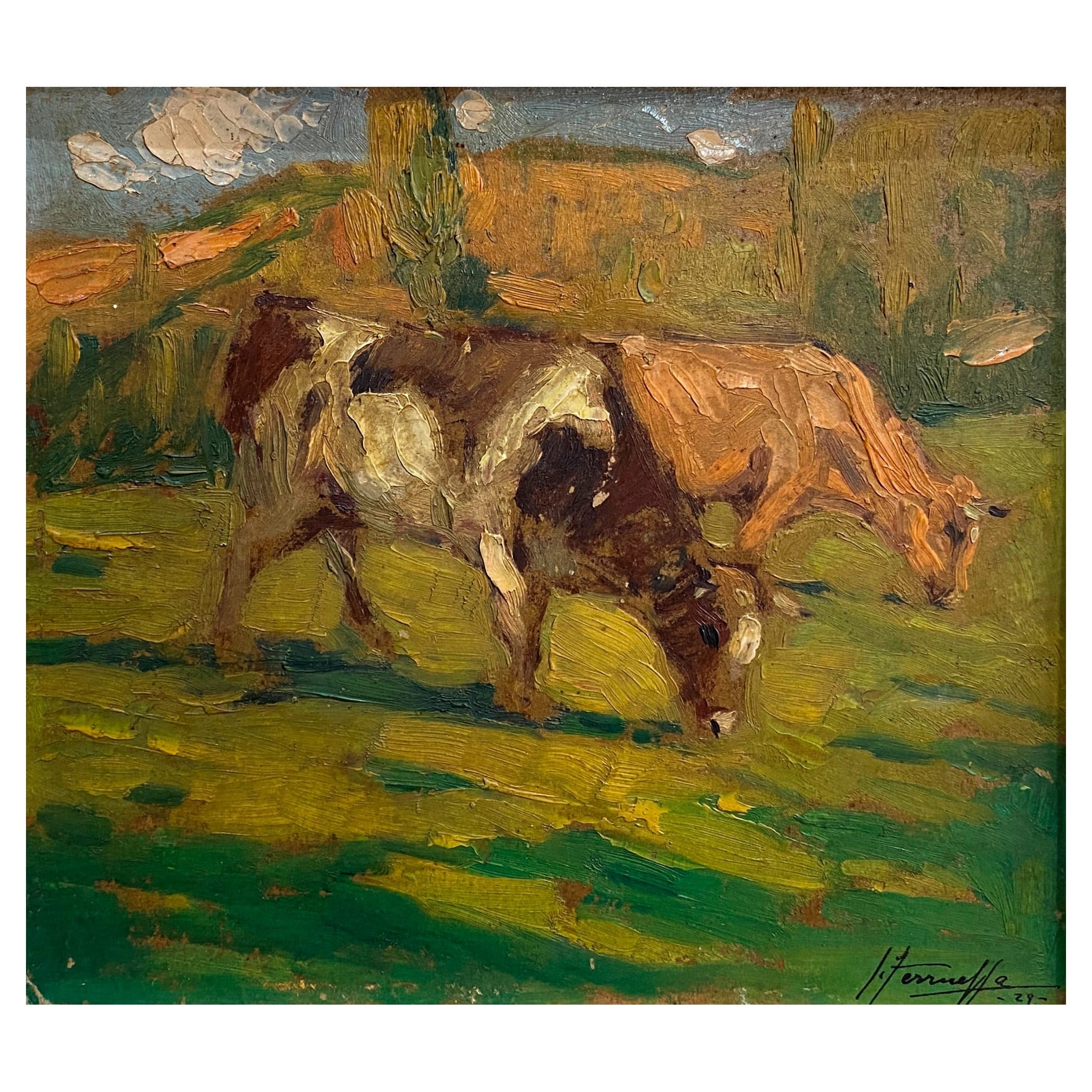 Joaquín Terruella Matilla | Paisaje con reses (1929) | MutualArt