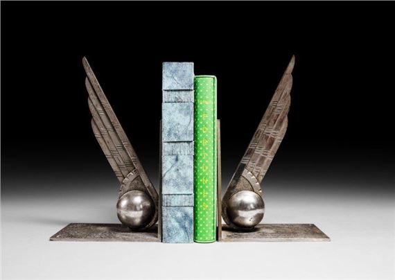 Edgar Brandt | Winged spheres Pair of bookends | MutualArt