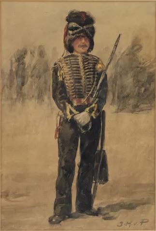 Jan Papendrecht | Portret van een staande Gele Rijder | MutualArt