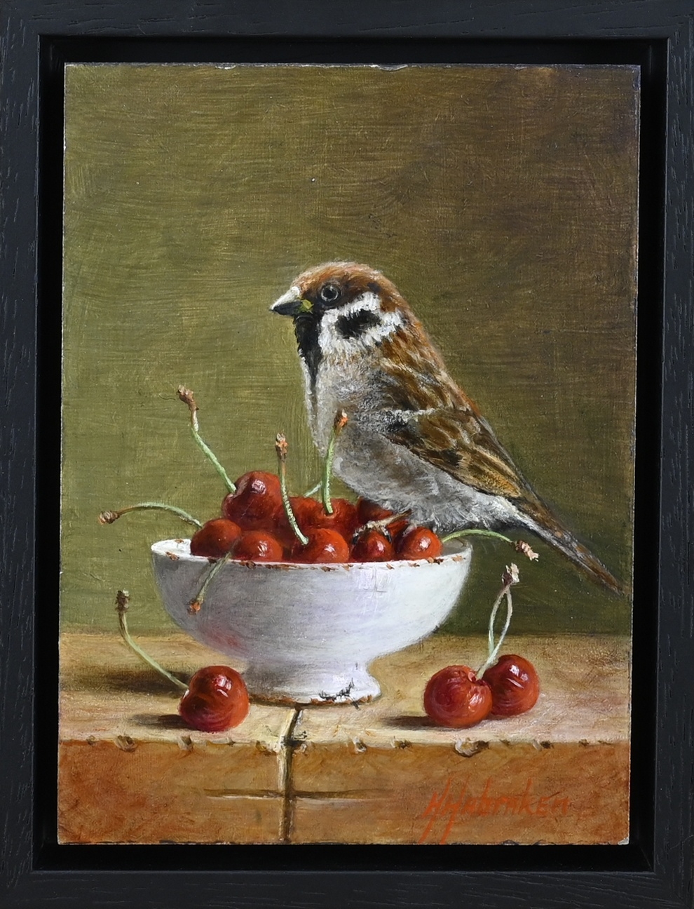 Hans Habraken | Mus bij kom met kersen | MutualArt