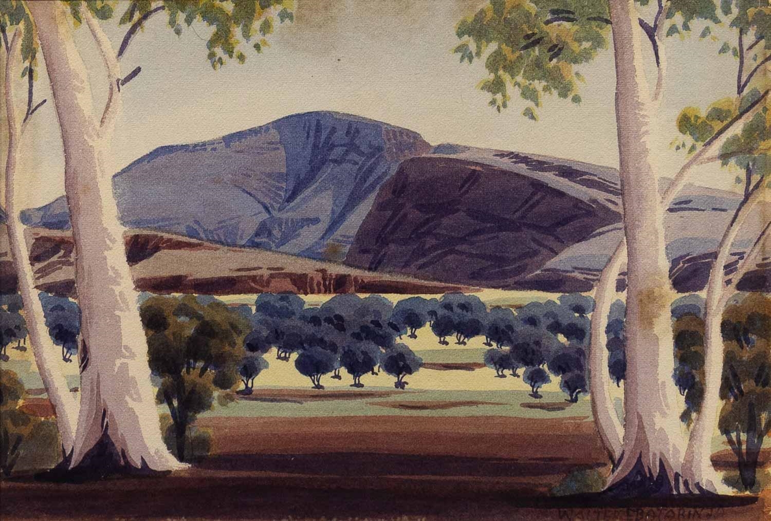 Walter Ebatarinja | “MacDonnell Ranges” Original watercolour | MutualArt