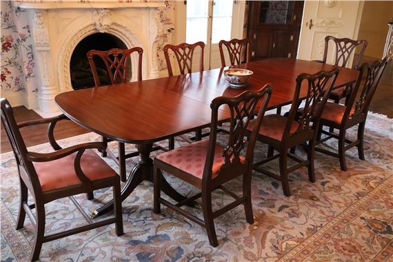 Henkel Harris | Henkel Harris Carved Mahogany Dining Table And 8 Chairs ...