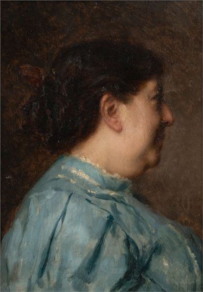Étienne Adolphe Piot | Portrait of a woman in a blue dress (1884 ...