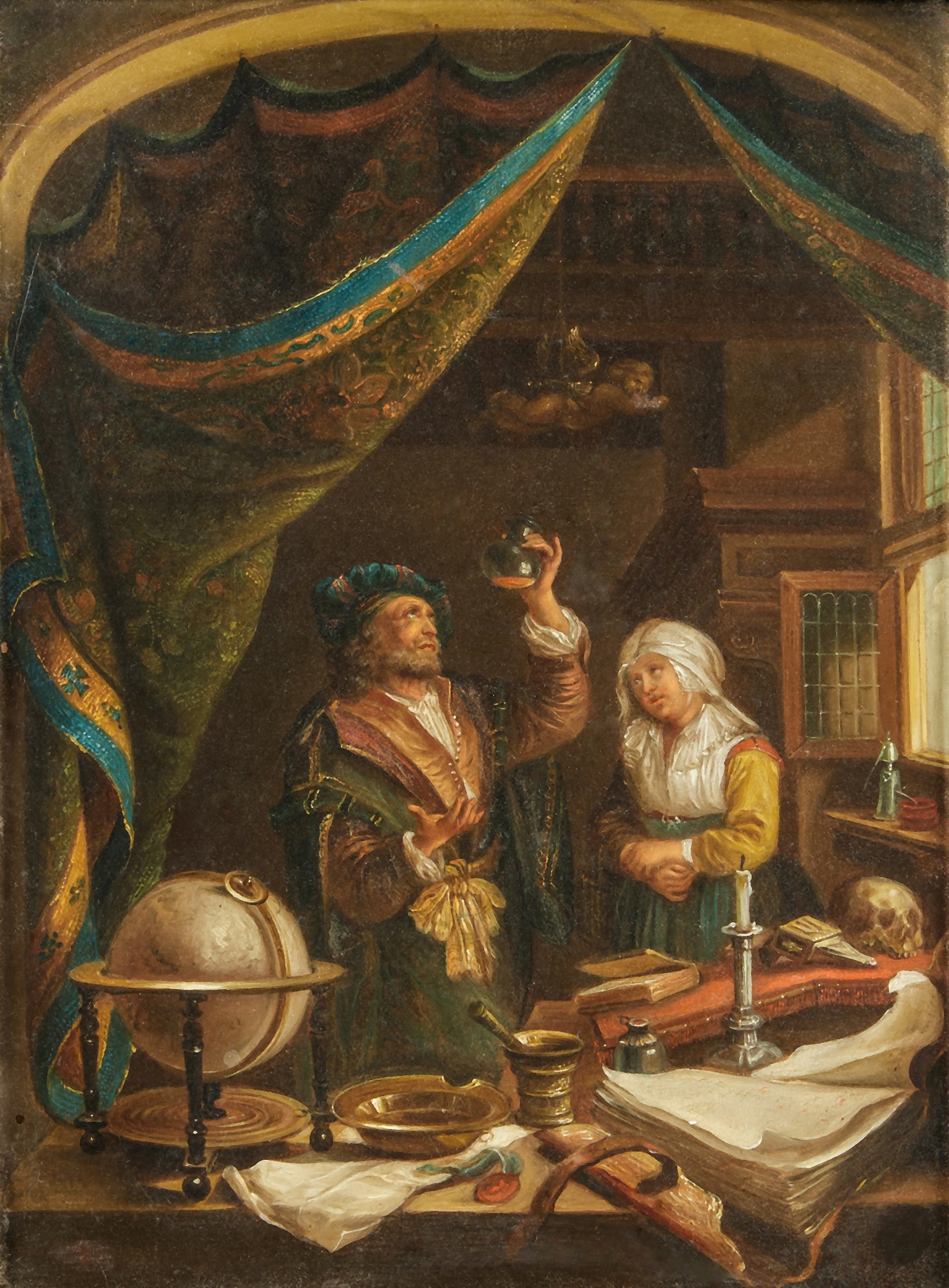 Gerrit Dou | A Physician Examining a Flask of Liquid | MutualArt