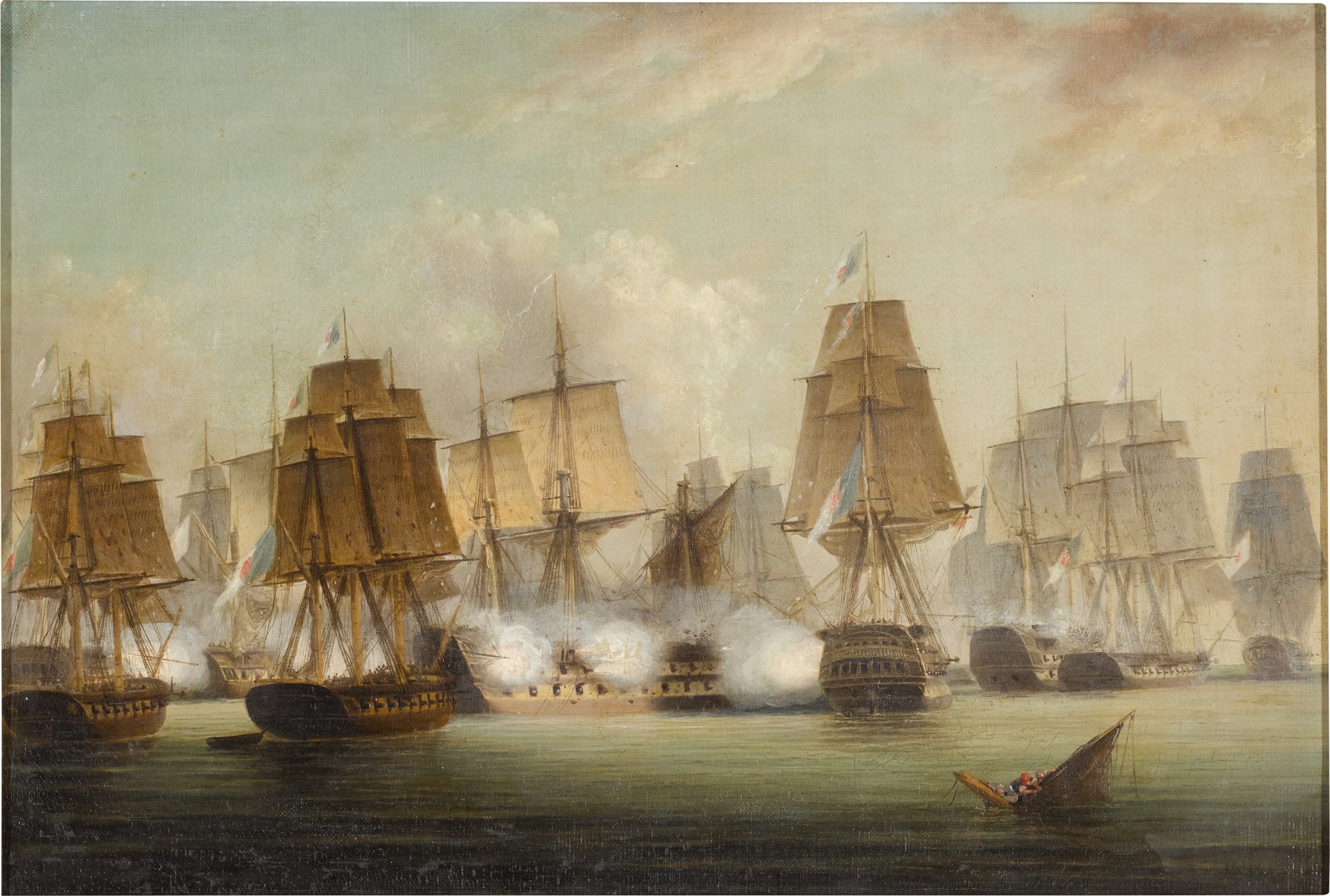 British School, 19th Century | Naval battle, possibly Battle of Praia ...