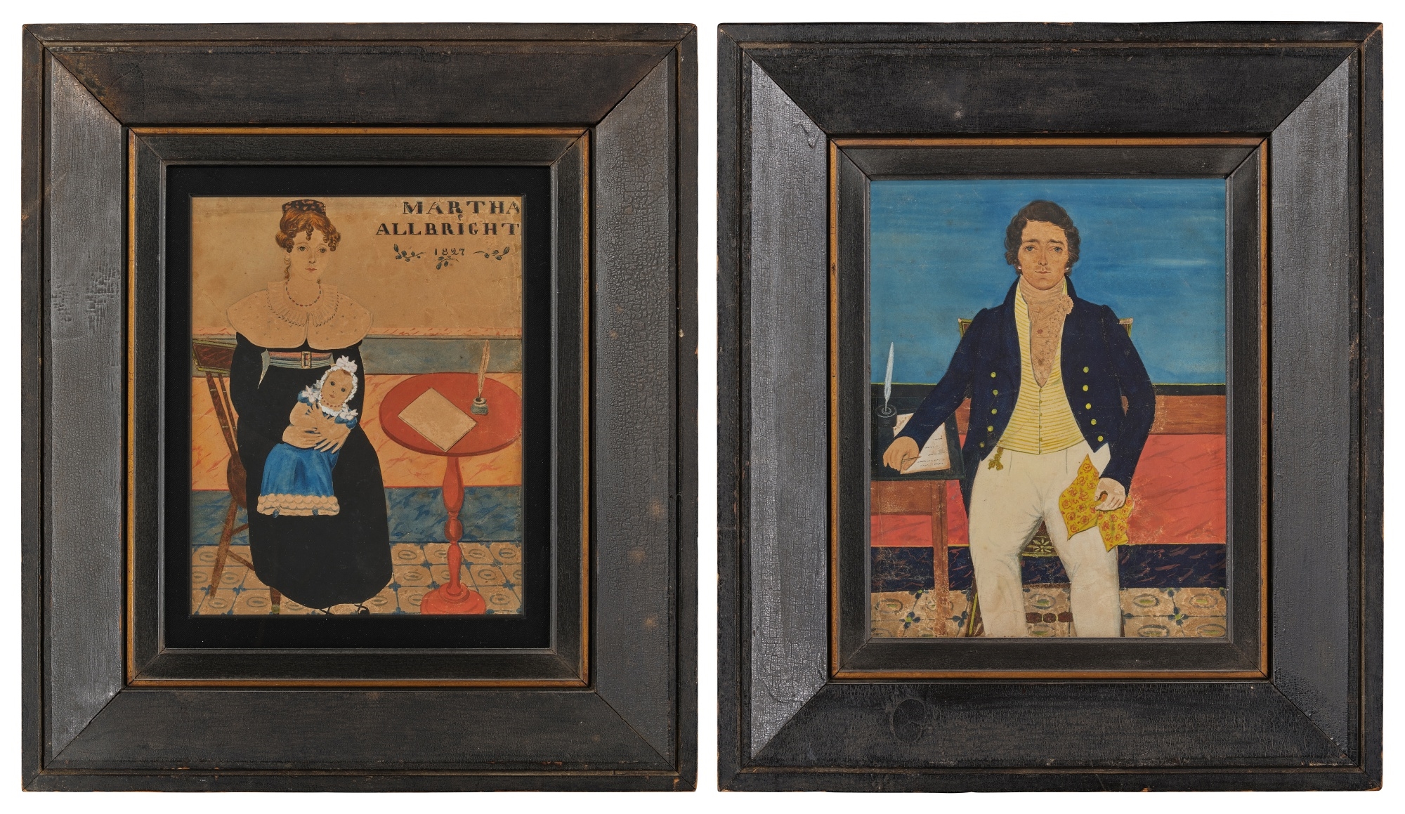 Guilford Limner | Pair of Portraits: George and Martha Albright (Circa ...