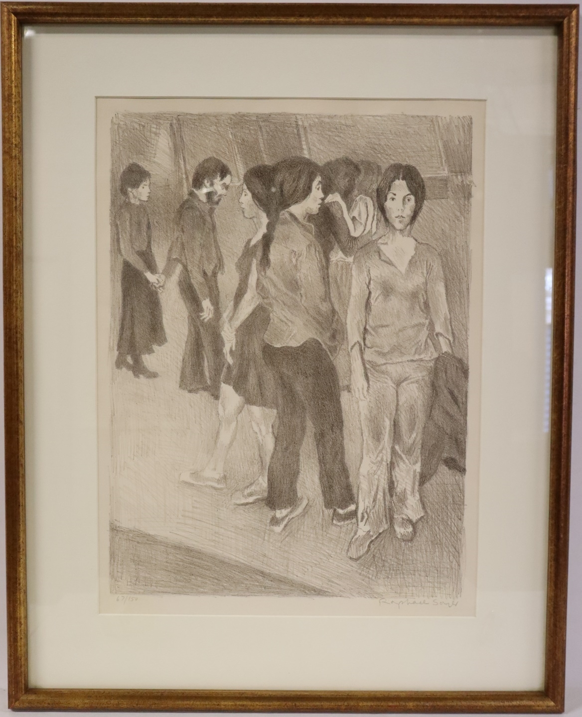 Raphael Soyer | Lithograph of group of people (1899) | MutualArt