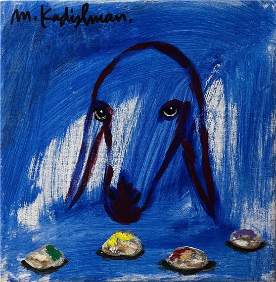 Menashe Kadishman | Sheep in blue backround (1932 - 2015) | MutualArt