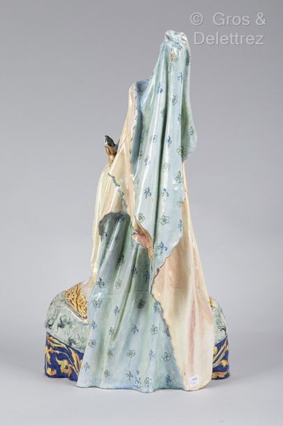 Angelo Minghetti | Bust of a queen of France with fleurdelysé hennin ...